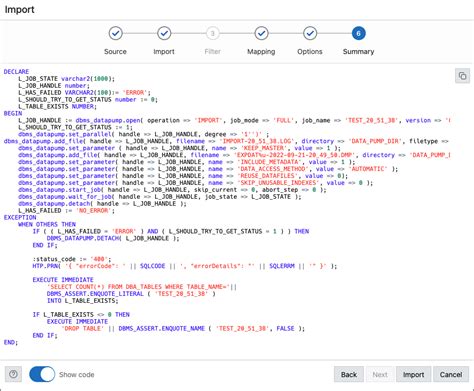 Importing Data Using Oracle Data Pump
