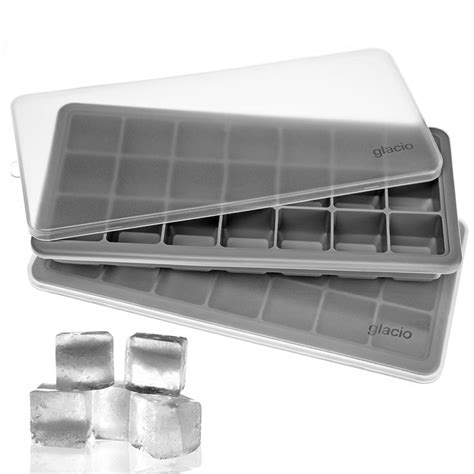 Glacio Small Ice Cube Silicone Trays With Lids Bpa Free