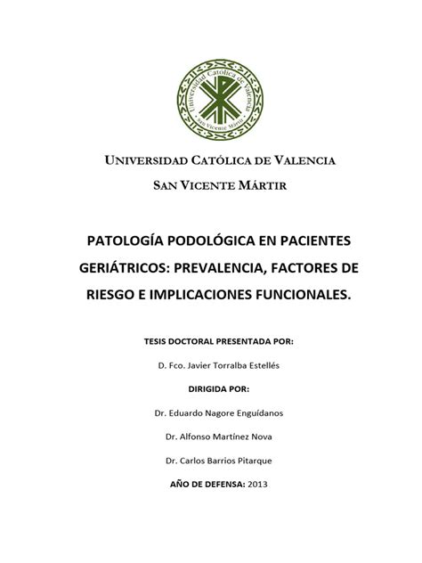 Patología Podológica Pacientes Geriátricos Prevalencia Factores De