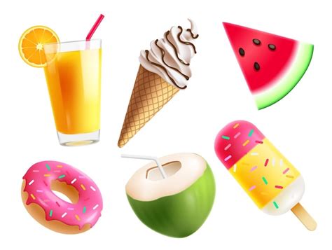 Premium Vector Summer Food Elements Vector Set Design Summer