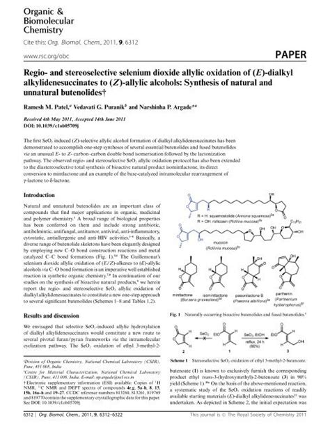 Regio And Stereoselective Selenium Dioxide Allylic Oxidation Of E