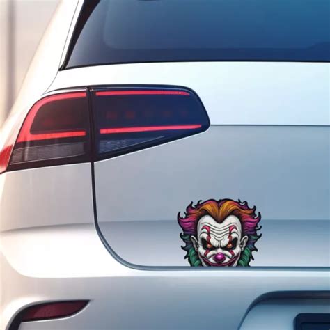 Evil Horror Clown Glance Peeping Boom Voyeur Peeper Vinyl Sticker 536