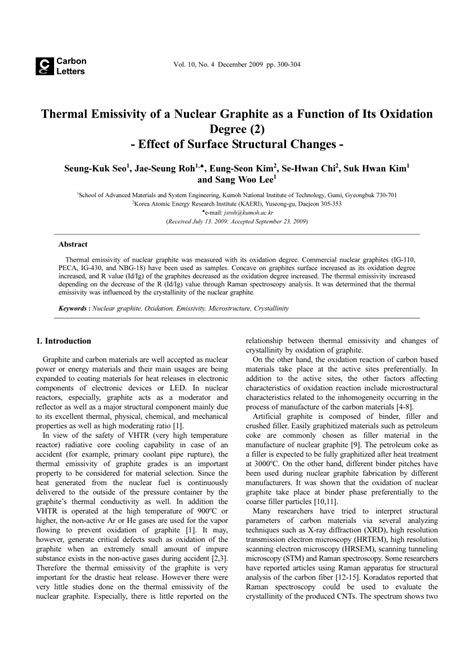 Pdf Thermal Emissivity Of A Nuclear Graphite As A Function Of Its Oxidation Degree 2