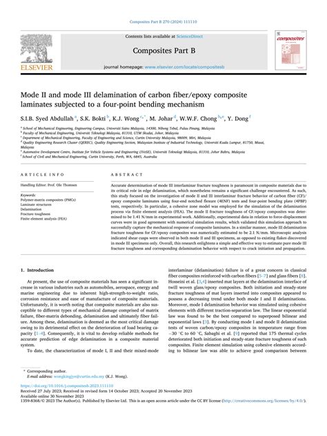 Pdf Mode Ii And Mode Iii Delamination Of Carbon Fiberepoxy Composite
