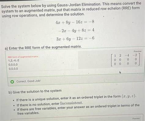 [answered] solve the system below by using gauss jordan elimination