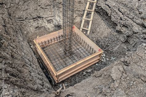 Formwork With Reinforcement Bar For Pad Footing Construction Of Pad