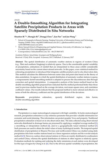 Pdf A Double Smoothing Algorithm For Integrating Satellite