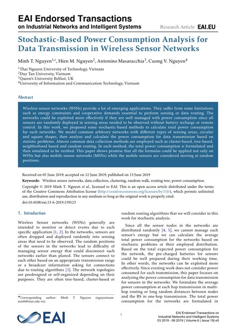 Pdf Stochastic Based Power Consumption Analysis For Data Transmission