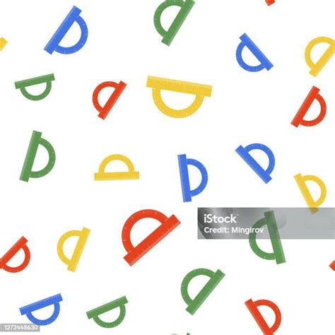 흰색 배경에 도 아이콘 격리 된 원활한 패턴을 측정하기위한 색상 배트랙터 그리드 기울기 각도 미터 측정 도구 기하학적 기호 벡터