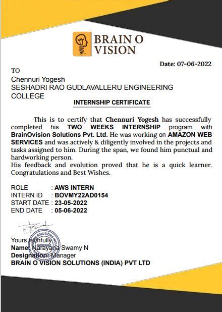 Hello Connections Very Happy To Share That I Have Completed My Internship From Brain O Vision