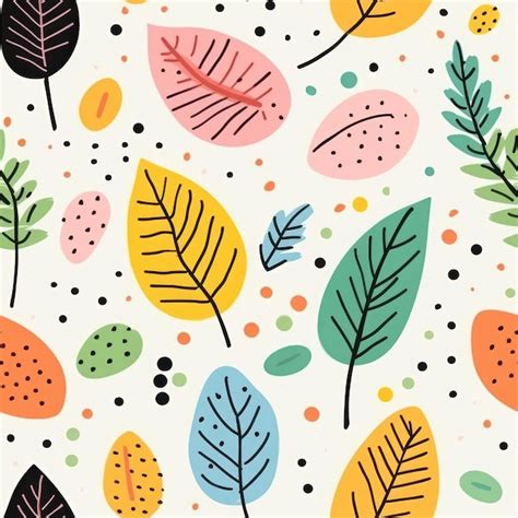 Cute Leaf Summer Pattern Plant Backgrounds Premium Ai Generated Image