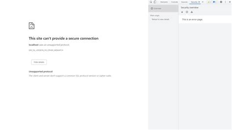 Browser Getting SSL Error Unsupported Protocol When Running In