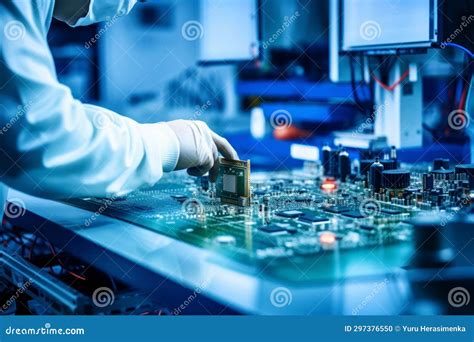 A Man In A Factory Assembles And Tests An Electronic Board Modern