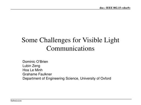 Ppt Some Challenges For Visible Light Communications Powerpoint Presentation Id 6909277
