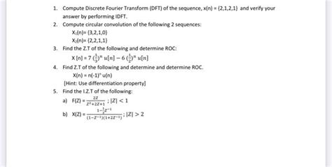 Solved 1 Compute Discrete Fourier Transform Dft Of The