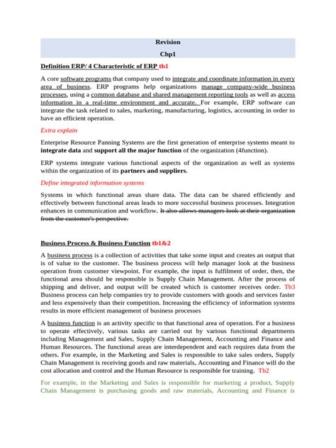 Erp 1 Business Function And Business Process Pdf