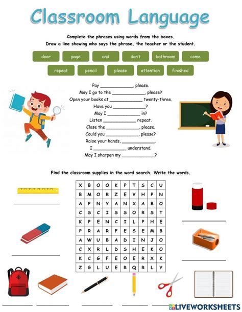 Classroom Objects 2 Interactive Worksheet Objetos Escolares En Ingles Material Escolar En