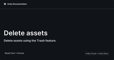 Delete Assets • Unity Cloud • Unity Docs
