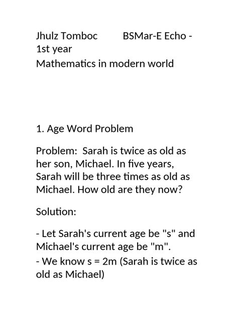 Solving Age Word Problemmixture Problem And Distance Rate And Time