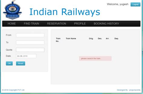 Railway Reservation System In Php Projectworlds Store