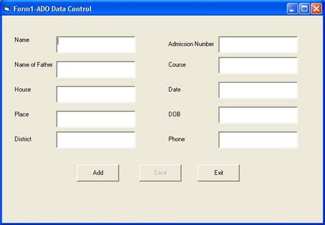 Ignou Vb 106 Program Using Ado Data Control