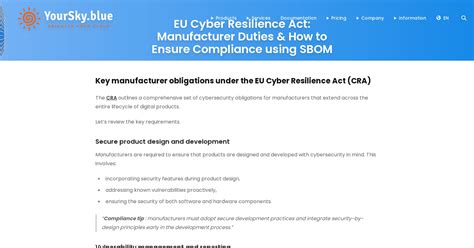 eu cyber resilience act manufacturer duties and how to ensure compliance