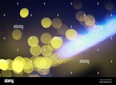 Abstract Bokeh Background Golden Bokeh Circles On A Dark Blue