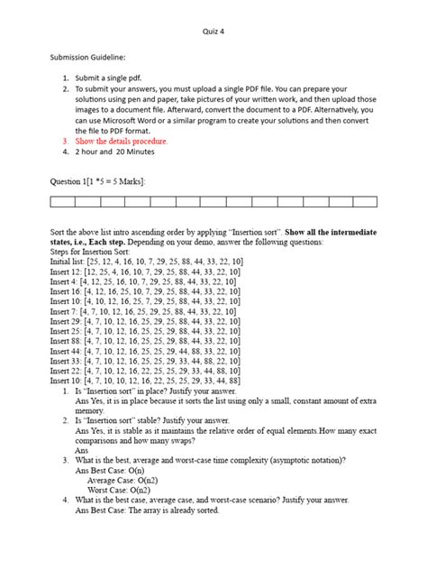 Quiz 4 Pdf Time Complexity Algorithms And Data Structures