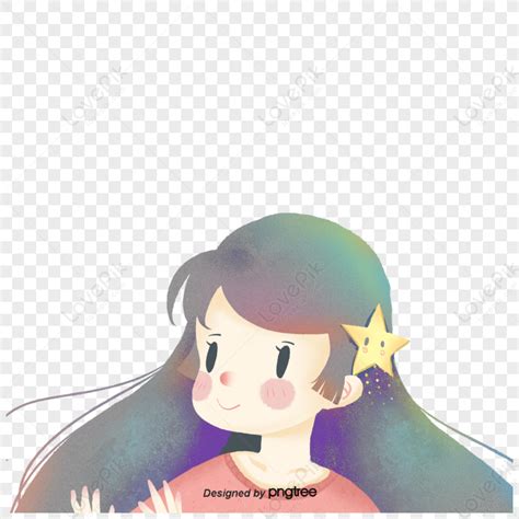 사랑스러운 긴 머리 일러스트 소녀 성인 발리 기분 전환 Png 일러스트 무료 다운로드 Lovepik