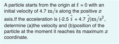 Solved A Particle Starts From The Origin At T With An Chegg