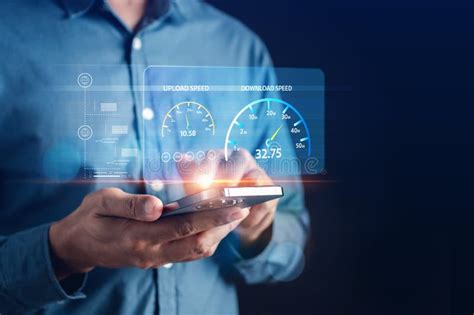 High Performance Speed Internet Connection Network Technology Man Using Internet High Speed By