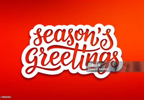 빨간색 배경 위에 조각 된 흰 종이 라벨에 계절 인사말 텍스트입니다 현대 서 예 시즌 인사에 대 한 스티커에 글자입니다 벡터 배경 새해 복 많이 받으세요 문구에 대한 스톡