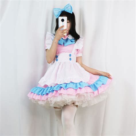 Pink Japanese Kawaii Anime Cosplay Maid Dresses Costumes Lolita Dress