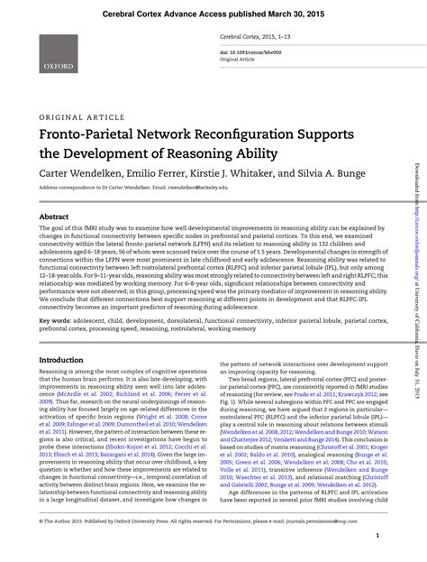 Pdf Fronto Parietal Network Reconfiguration Supports The Development