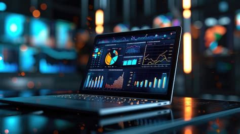 Premium Photo Finance Analytic Dashboard Management On 3d Laptop