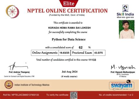 Python Datascience Nptel Machinelearning Iitmadras Korada Hema