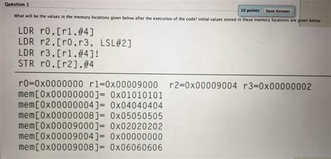 Solved What Will Be The Values In The Memory Locations Given Chegg