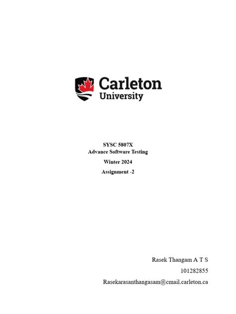 Sysc 5807 Assignment02rasek101282855 Pdf System Software Testing