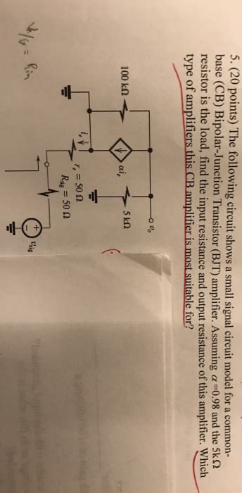 Solved The Following Circuit Shows A Small Signal Circuit Chegg