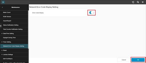 Displaying The Network Error Code On Machine Konica Minolta Assist