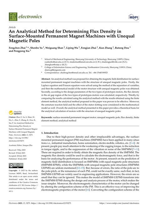 Pdf An Analytical Method For Determining Flux Density In Surface Mounted Permanent Magnet
