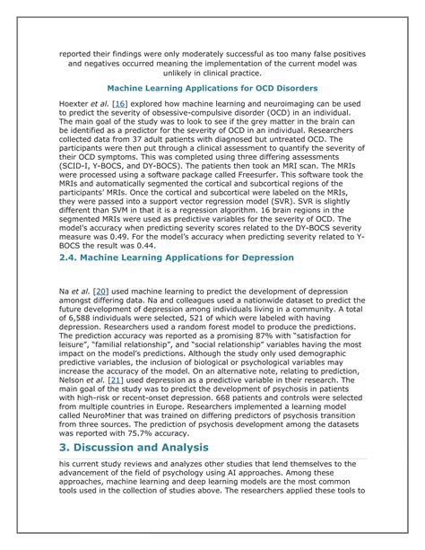 Review On Psychology Research Based On Artificial Intelligence