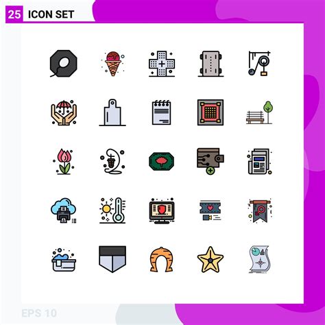 Set Of 25 Vector Filled Line Flat Colors On Grid For Machine Skateboard Form Wheels Skate