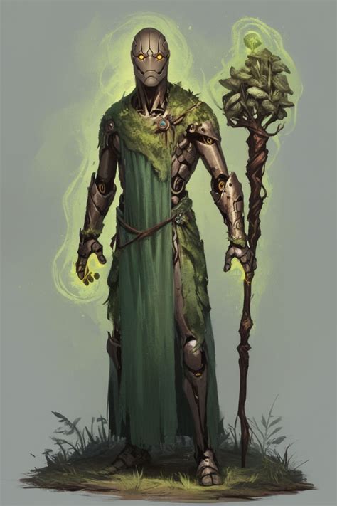 Wooden Warforged Druidcircle Of Spores Druid Концепция персонажа