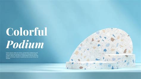 3d изображение визуализировать пустой макет белый терраццо текстурированный подиум в пейзаже