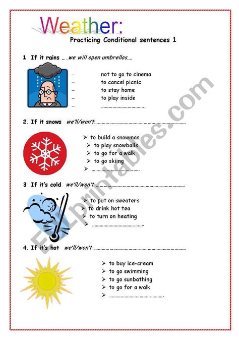 Weather Practicing Conditional Sentences I Esl Worksheet By Oxange