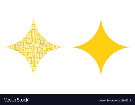 Sparkle Star Composition Of Binary Digits Vector Image