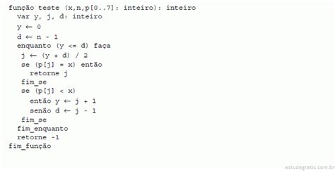 Considere A Função Abaixo Na Forma De Pseudocódigo Se A