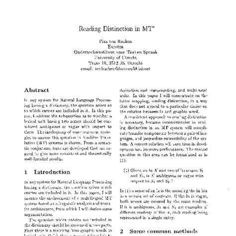 Reading Distinction In Mt Acl Anthology