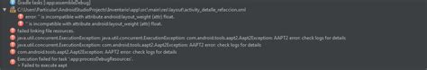 Errorerror Is Incompatible With Attribute Androidlayoutweight